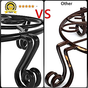 Yimobra Original Patented Plant Stand for Flower Pot Heavy Duty Potted Holder Indoor Outdoor, Metal Rustproof Iron Garden Container Round Supports Rack for Planter, Black, 11.8 Inches