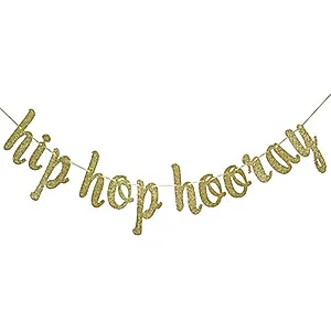 Hip Hop Hooray Gold Glitter Banner