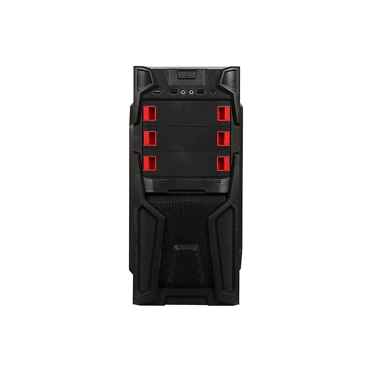 DIYPC Solo-T2-R Black USB 3.0 ATX Mid Tower Gaming Computer Case with 2 x Red Fans (1x 120mm LED Fan x Front, 1x 120mm Fan x Rear) Pre-Installed