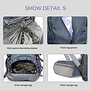 DADAYIYO 50L Hiking Backpack Lightweight Water Resistant,Mountain Climbing Camping Outdoor Sport Daypack Bag with Rain Cover(Black)