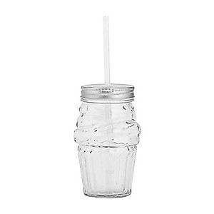 Amici Home Ice Cream Mason Jar | Set of 3 | Glass Drinking Jar with Assorted Lids and Reusable Straw | 16 Ounce Capacity | Drinkware for Ice Cream and Summer Beverages