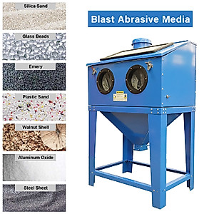 Cimcame Sandblasting&Sandblaster Cabinet 90 Gallon with Dust Collection Reclaimer System Floor Abrasive Blast Cabinet for Rust Grime Paint Removing