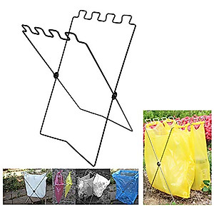 RANNYY Portable Garbage Bag Holder, BBQ Picnic Portable Trash Bag Rack Environmental Protection Iron Wire Folding Shelf