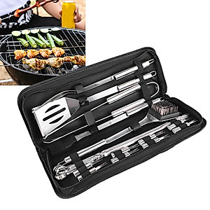 20pcs BBQ Grill Set Professional Stainless Steel Tongs Spatula Fork Brush Barbecue Tool Set for Outdoor Camping Travel