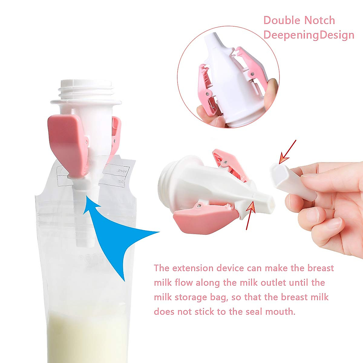 Breastmilk Storage Bag Adapters for Medela Harmony Pump, with Universal Extended Tube to Pump into All Breastmilk Storage Bags, BPA Free Material, 2 Pack