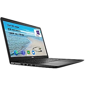 2021 Newest Dell Inspiron 15 3000 Laptop, 15.6 HD Display, Intel Pentium Silver 5030 Processor Windows 10 Pro 8GB RAM, 128GB SSD, 1TB HDD Online Meeting, Business and Student Webcam, Black