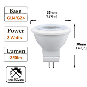 Lustaled 3W MR11 GU4.0 LED Light Bulbs 12V G4/GU4/GZ4 Bi-Pin Base LED Spotlight Lamp 35W Halogen Bulbs Equivalent Warm White 3000K for Landscape Accent Recessed Track Lighting (4-Pack)…