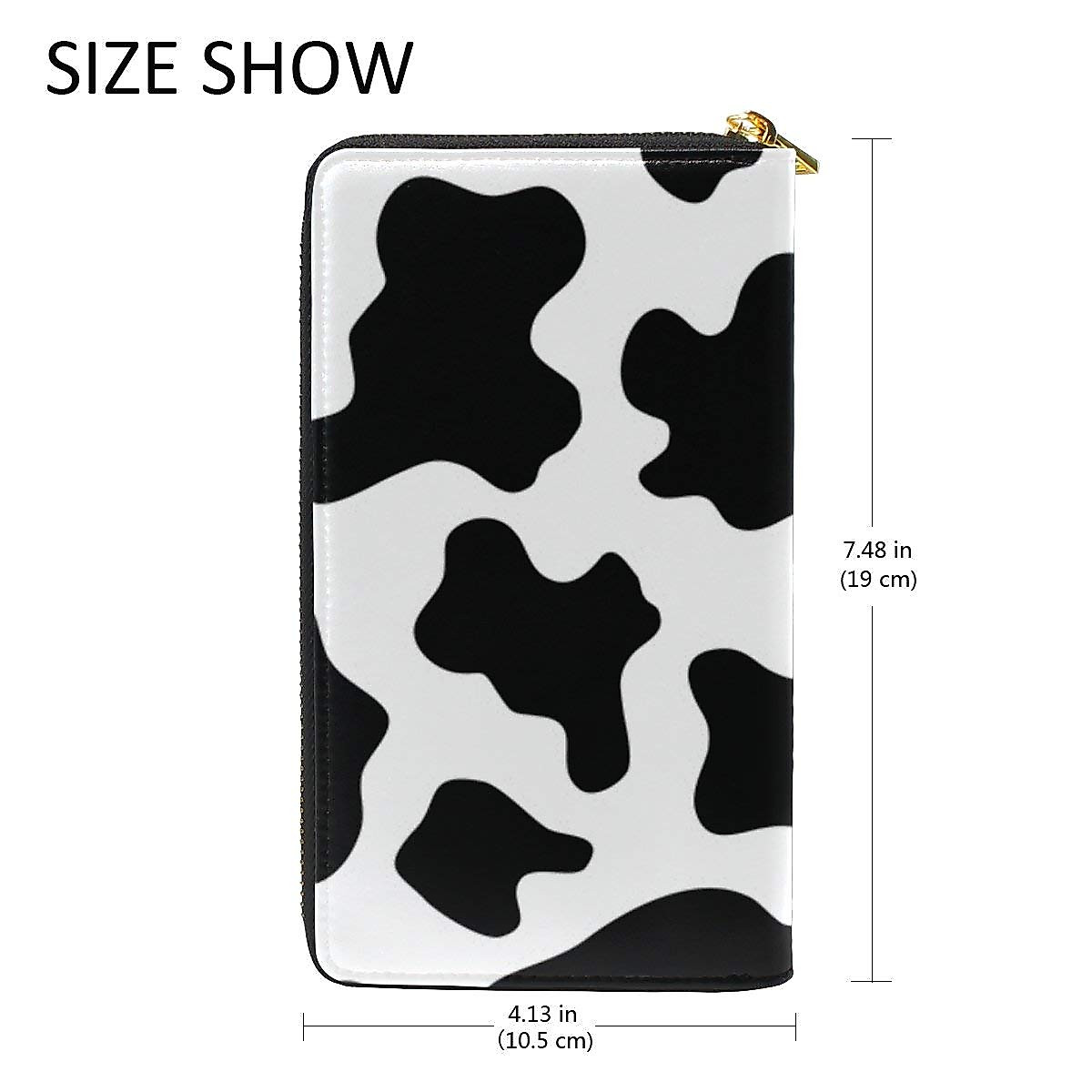 My Little Nest Women Genuine Leather Wallet Purse Black and White Cow Card Case Leather Clutch Holder Organizer Ladies Purse