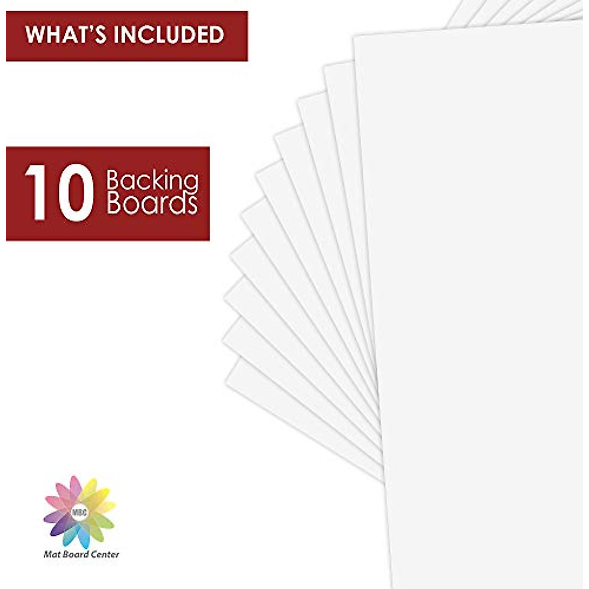 Mat Board Center, 16x20 Uncut Backer Boards - Full Sheet - for Art, Prints, Photos, Prints and More, White Backing, 10-Pack