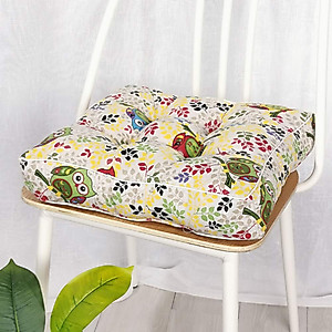 XSlive Square Chair Pads Cushion Boho Printed Soft Thick Seat Cushion for Floor Home Kitchen Office Chair (20"×20"×4",Owl)