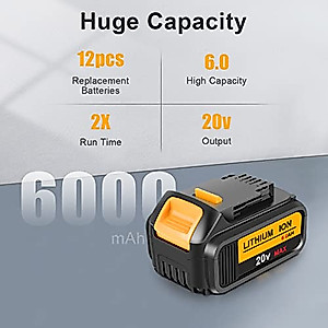 Replacement for Dewalt 20V 6.0Ah Battery Compatible with Dewalt 20V Cordless Power Tools (4Packs)