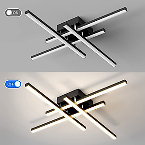 JFHTNFJ Modern Sputnik Ceiling Light Fixture 40w LED Dimmable with Remote Control Ceiling Lighting Black Flush Mount Chandelier Ceiling Lamp for Bedroom Study Kitchen Living Room 3-Color 24inches