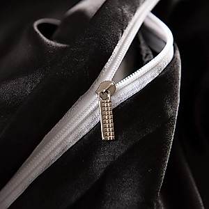 Black Silk Comforter Cover Set Full Size Silk Like Satin Duvet Cover Set Solid Color Decor Soft Microfiber Women Bedding Sets With Zipper Ties Soft Luxury Duvet Cover Set For Adult Women Men Girls