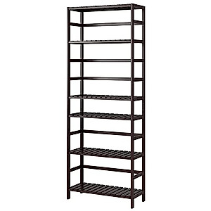 FOTOSOK 6-Tier Bamboo Shelf, Bamboo Bookcase with Adjustable Shelves, Free Standing Storage Shelf Unit, Plant Flower Stand for Kitchen, Bathroom, Home Office, Vintage