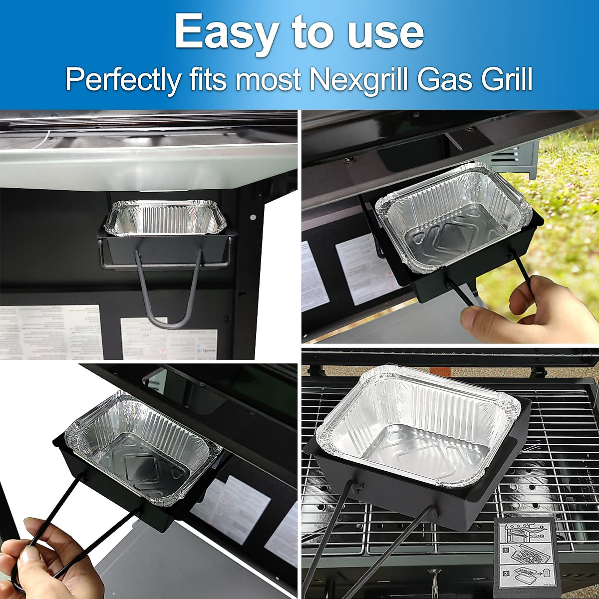 Uniflasy 6 Outlets Tact Push Button Grill Ignitor and Grease Box for Nexgrill 720-0830H, 720-0830D,720-0888,720-0888N and Most Nexgrill Grill Models