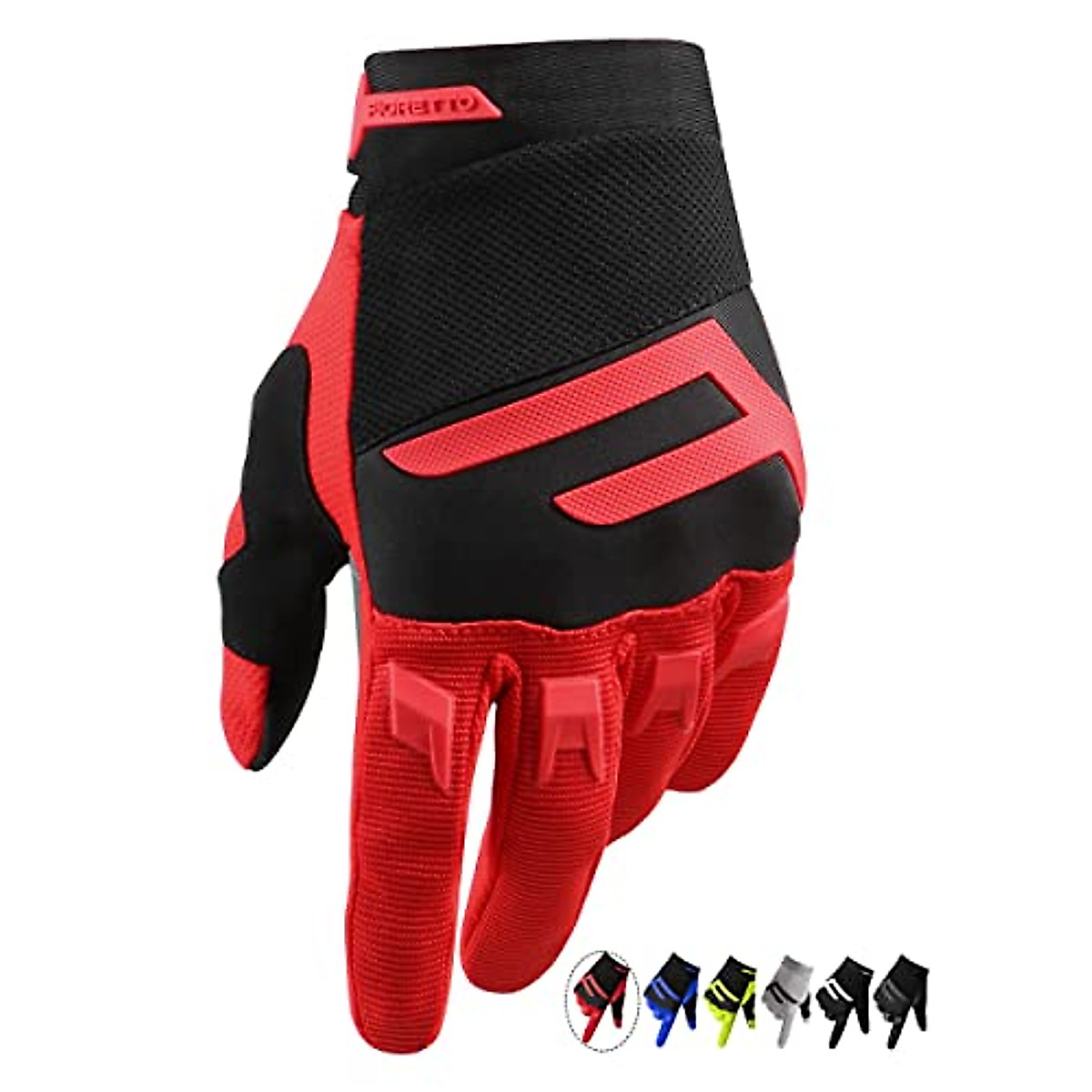 FIORETTO Mountain Bike Gloves for Men Women Motorcycle Cycling Gloves with 5MM SBR Pad Touch Screen Knuckle Protection Motocross Gloves for BMX ATV MTB Racing