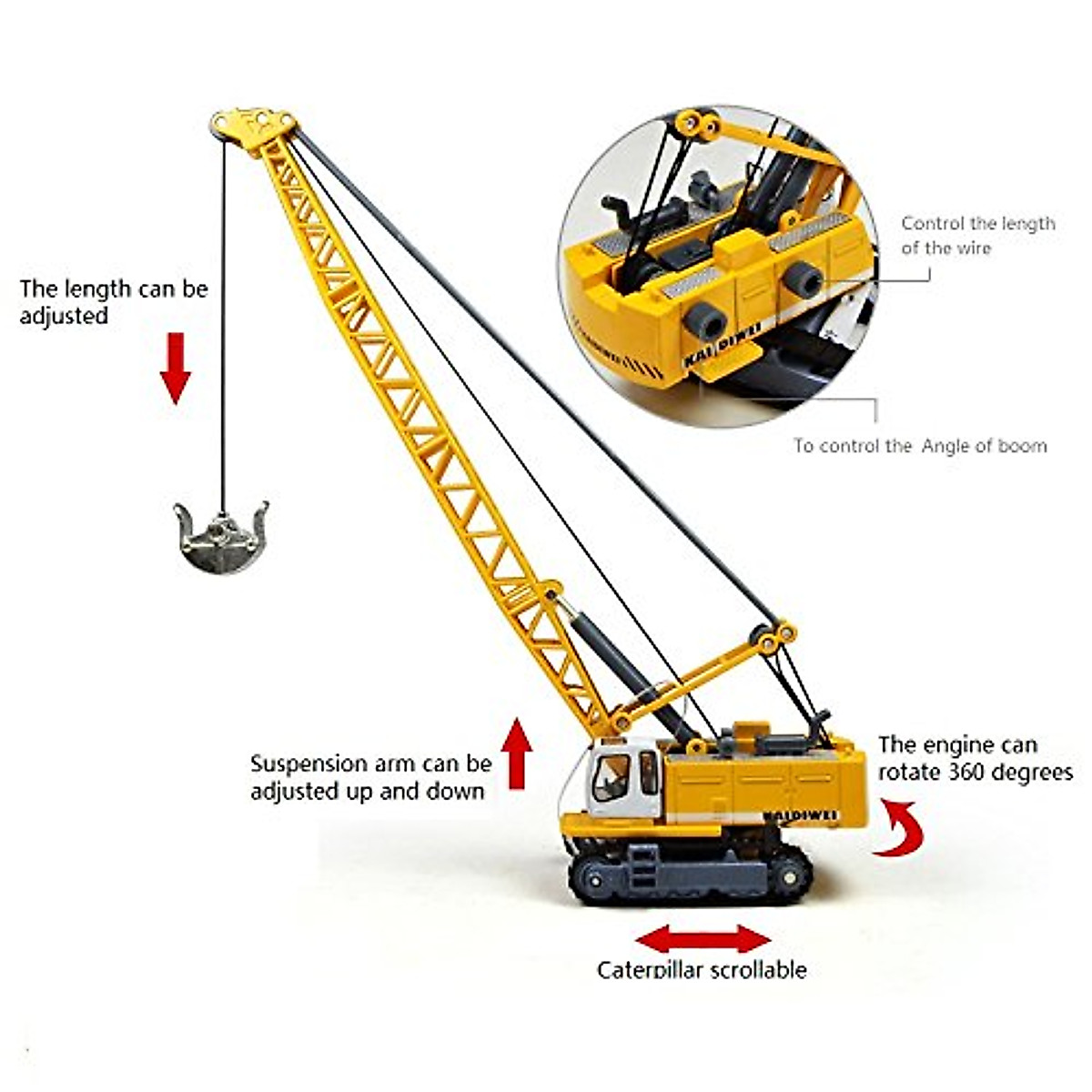 Tipmant Children Alloy Die-cast Car Model Toy Excavator Truck Digging Cable Engineering Vehicle Tower Crane Collection Gift for Kids Scale: 1:87