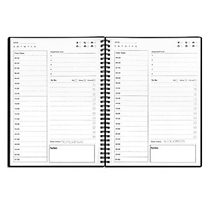 Daily Planner Undated, To Do List Notebook with Hourly Schedule, Time Management Manual and Planner, Personal Organizers, 7.6"x10.2", 48 Sheets/96 Pages, Black