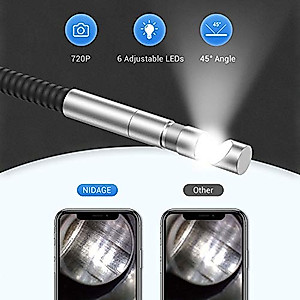 Wireless Rifle Borescope NIDAGE 0.177inch Rifle Bore Scope Gun Cleaning Camera Fits .20 Caliber and Larger, Visual Barrel Gun Endoscope with 3.28FT Cable, Side View Mirror for Bore Cleaning Inspection