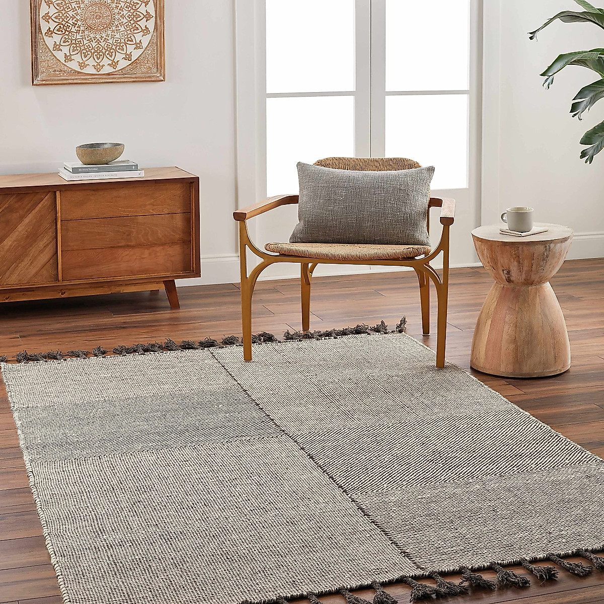 Hauteloom Abhay Wool Living Room, Bedroom Area Rug - Bohemian, Transitional - Light Gray, Taupe, Multi Brown - 8' x 10'