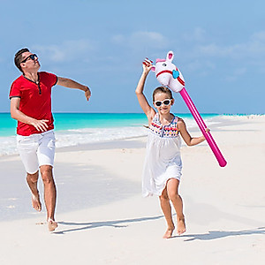 OBANGONG 3 Pcs Inflatable Stick Horse Inflatable Horse Head Stick Balloon Funny Stick Horse Toy for Kids Inflatable Horse on a Stick for Western Cowboy Pony Horse Baby Shower Cowboy Party Supplies