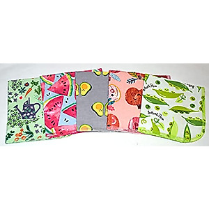 Farmers Market Printed Flannel Paperless Towels 1 Ply 12x12 Inches Set of 5