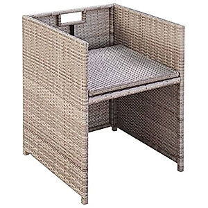 vidaXL Patio Furniture Set 5 Piece, Table and Chair for Garden Balcony Porch, Outdoor Dining Set with Cushions, Stool, Poly Rattan Beige