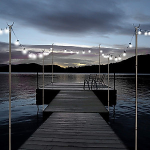 Harrms String Light Poles for Outdoors,10FT Stainless Steel Strong Wind Resistant, LED Solar Hanging String Lights Used for Patio, Courtyard, Garden, Wedding Cafe Party Light Pole Hanger