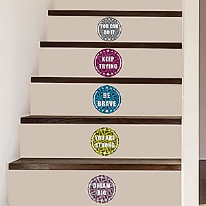 Motivational Floor Wall Decals - (Pack of 40) 4" Large Classroom Line Up Spots Positive Sayings Markers Sensory Pathway Inspirational Quote Decor Stickers