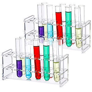 Yoande 2 Pcs Acrylic Test Tube Rack 12 Wells 10ml Acrylic Centrifuge Tube Holder Clear Test Tube Rack 16mm/ 0.63 inch Lab Test Tube Transparent for 10ml Centrifuge Tubes Clear