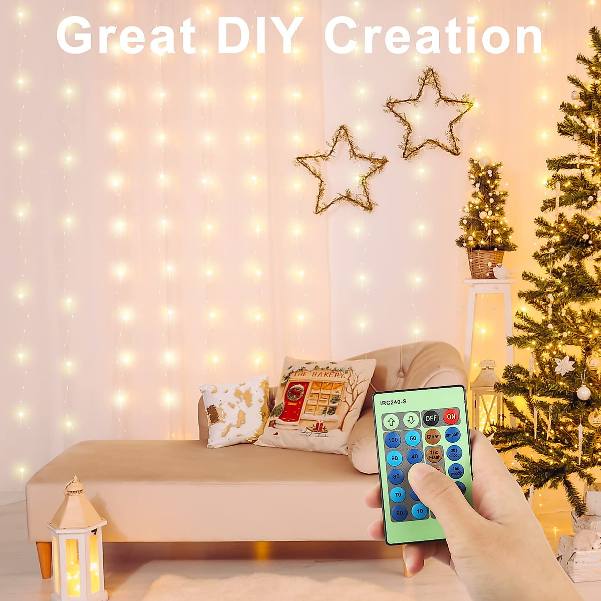 ZAECANY Outlet LED String Lights with Remote Control 99ft with 300 LEDs Dimmable Fairy String Lights for Bedroom,Trees, Indoor/Outdoor Copper String Lights for Birthday, Wedding,Party Warm White