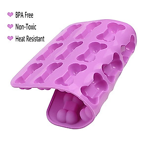 PIVHWIR Bone Silicone Molds, Food Grade Non-Stick Silicone Molds for Chocolate, Candy, Dog Treats, Jelly, Ice Cube ( 4 PCS, Red+Purple )