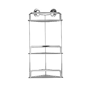 Croydex Stick n Lock Easy to Fit Adhesive Three Tier Corner Basket, Silver