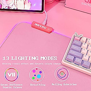 JMIYAV Pink RGB Gaming Mouse Pad 31.5x12 Inch PC XL Large Extended Glowing Led Light Up Desk Pad Non-Slip Rubber Base Computer Mouse Pad Cute Mousepad Mat 31.5x12 Inch Upgrade