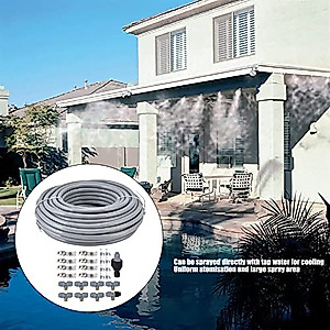 Emoshayoga Garden Sprayer Pipe Set, Humidification 15m/49.2ft Professional Garden Hose Set Low Pressure Cooling  Atomization for Outdoor