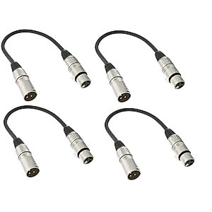 Audio2000'S ADC203MX4 1 ft XLF Female to XLR Male Microphone Cable (4-Pack)