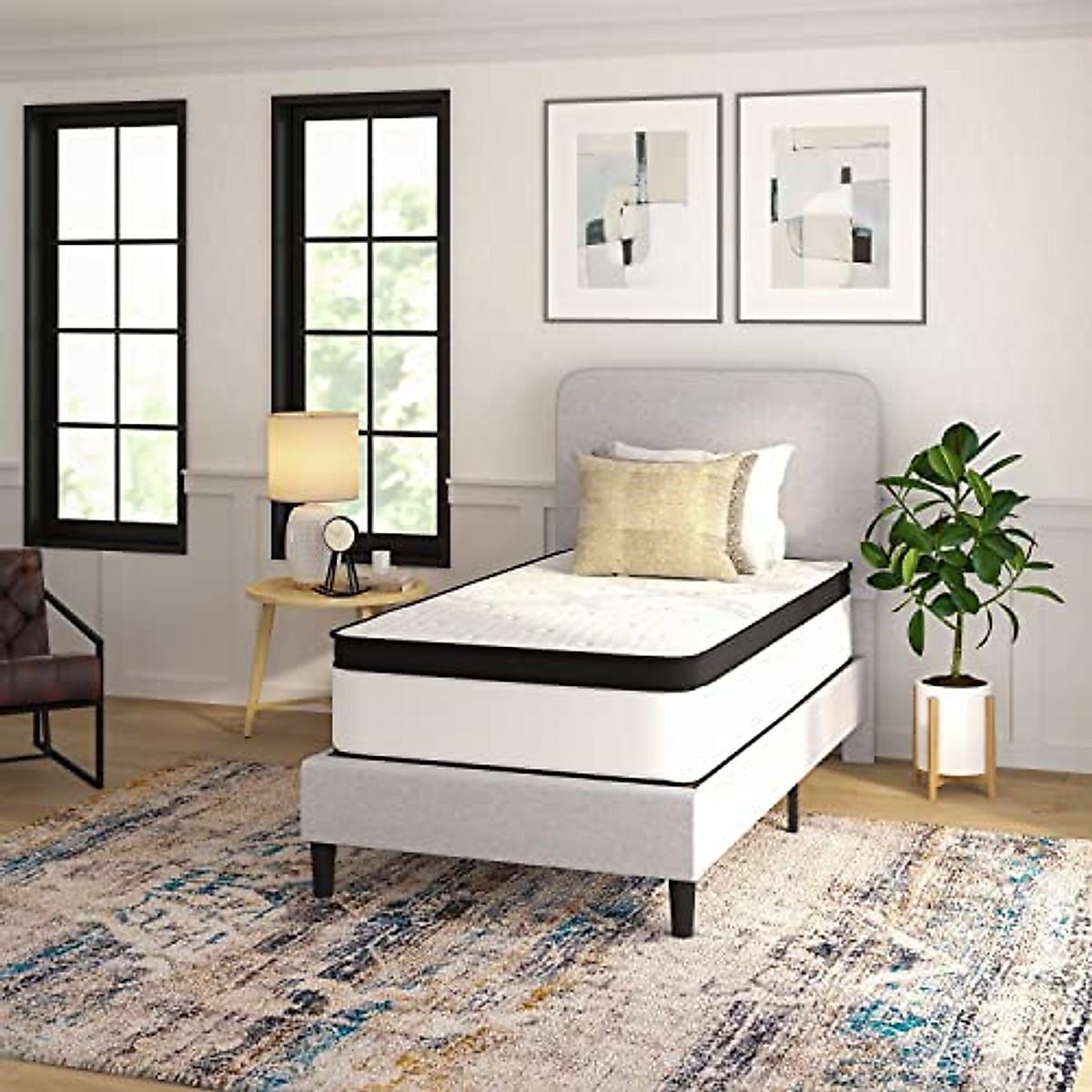 Taylor & Logan Linden 12" CertiPUR-US Certified Hybrid Pocket Spring Mattress in a Box with an Extra Firm Feel for Durable Support - Twin