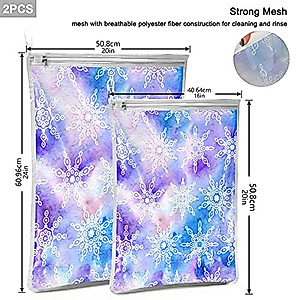 Winter Decorative Snowflakes Laundry Mesh Bag Delicates Lingerie Laundry Wash Bag Heavy Duty with Zipper Laundry Net Bags for Apartment Dorm Family Laundromat