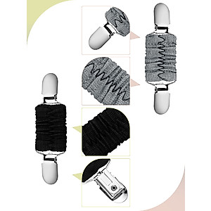 WILLBOND 3 Pieces Fit Dress Cinch Clip Vintage Sweater Shawl Clip Retro Cardigan Collar Clip Brooch Clip for Women(4.33 Inch,Black, White, Gray)