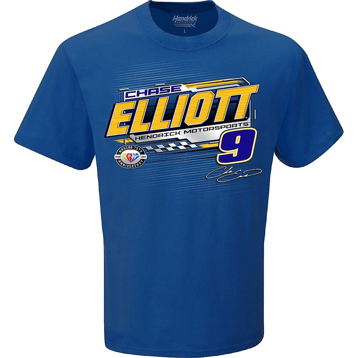 Checkered Flag Sports Chase Elliott 2023 Cup Series Schedule T-Shirt Blue (as1, Alpha, l, Regular, Regular, Large)