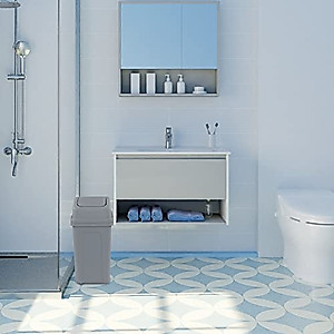 Cand 4 Pack 7 Liter Swing Top Trash Can, 1.8 Gallon Plastic Garbage Can, Gray Dustbin