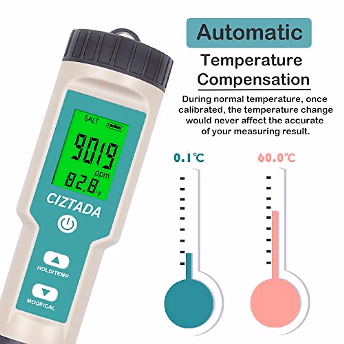 Digital Salinity Tester for Salt Water - Aquarium Salinity Meter with ATC, IP67 Waterproof, 0-200 PPT Large Range Multi-Parameter Tester for Seawater, Fish Tank, Hydroponics