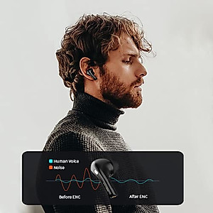 Magictom Half-in Ear Stereo V5.2 TWS Earphone Stable Signal ENC HD Calling True Wireless Earphone Low Power Consumption IP54 Waterproof TWS Earbud Exclusive Patented with 20hrs Playtime (Black)