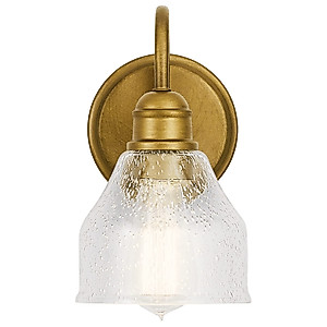 Kichler Avery 14.75" Vanity Bath Light In Brushed Nickel, Vintage 2-Light Bathroom Wall Mount Fixture with Clear Seeded Glass, (14.75" W x 9.25" H), 45972NI