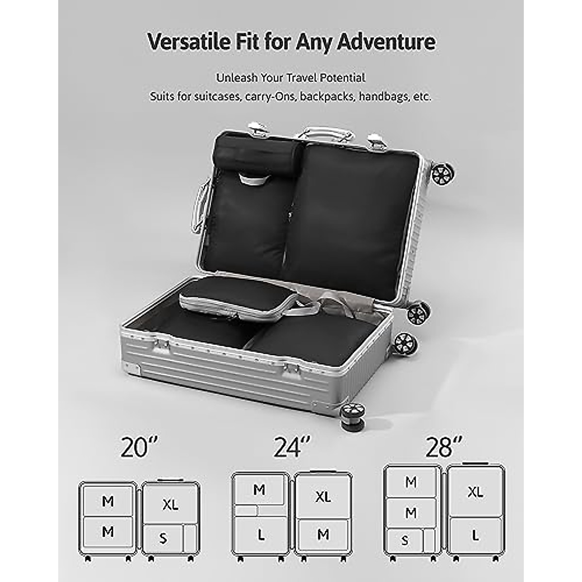 Extra Large Compression Packing Cube, OrgaWise Luggage Organizer Bag 6 Set Expandable, Suitcase Cube Organizer for Travel Essentials