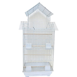 YML A6844 3/8" Bar Spacing Tall Pagoda Top Small Bird Cage, White, 18" x 14"