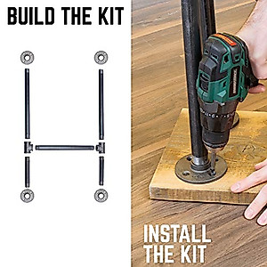 PIPE DECOR Desk Leg Set, Classic H Design for Desks or Tables, Authentic Industrial Pipe, 28.75-in H x 21.5-in W, 1-inch Diameter Pipe, 2-Pk