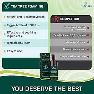 Demodex Eyelid Cleanser Foam | Extra Strength Tea Tree Oil Formula | Daily Face Wash For Eyelash, Demodex, MGD, Stye Eyes, Eye Irritations & Skin Dryness, 3.38 fl oz (100ml)