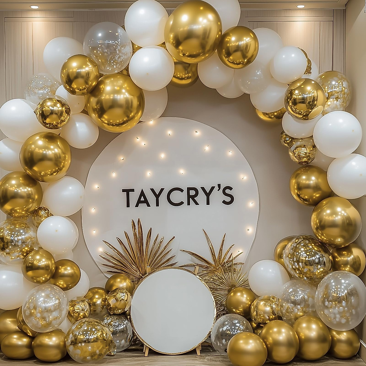 RUBFAC 129pcs Metallic Gold Balloons Latex Balloons Different Sizes 18 12 10 5 Inch Party Balloon Kit for Birthday Party Graduation Baby Shower Wedding Holiday Balloon Decoration