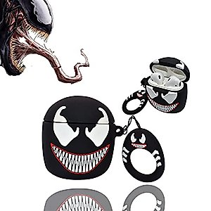 Airpods Case, 3D Cute Cartoon Venom Premium Silicone Case for Airpods Shockproof Protective and Compatible with Airpods1&2 (Black)